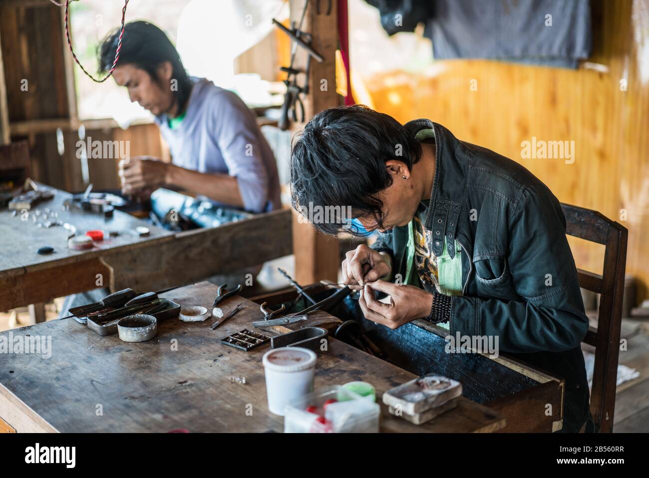 Silver factory, Inle lake, Myanmar, Asia Stock Photo - Alamy