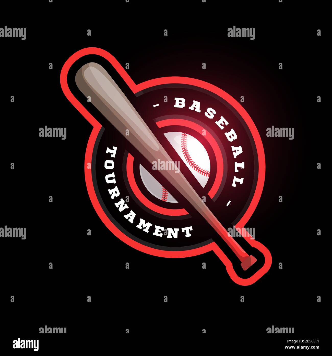 Baseball circular vector logo with bat. Modern professional typography ...