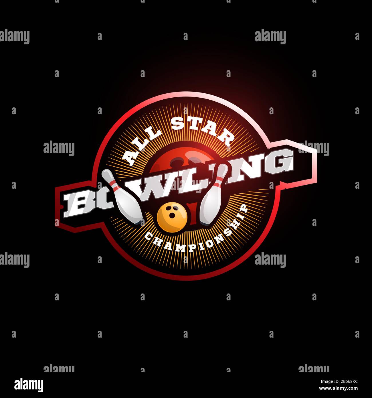 Red Bowling vector logo. Modern professional Typography sport retro ...