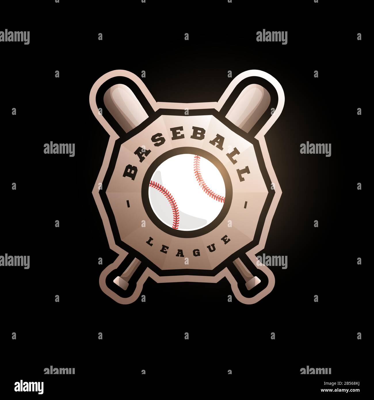 Baseball circular vector logo with cross bat. Modern professional ...