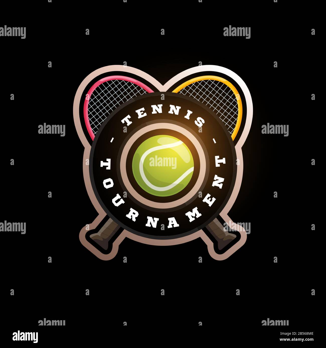 Tennis circular vector logo with cross racket. Modern professional ...