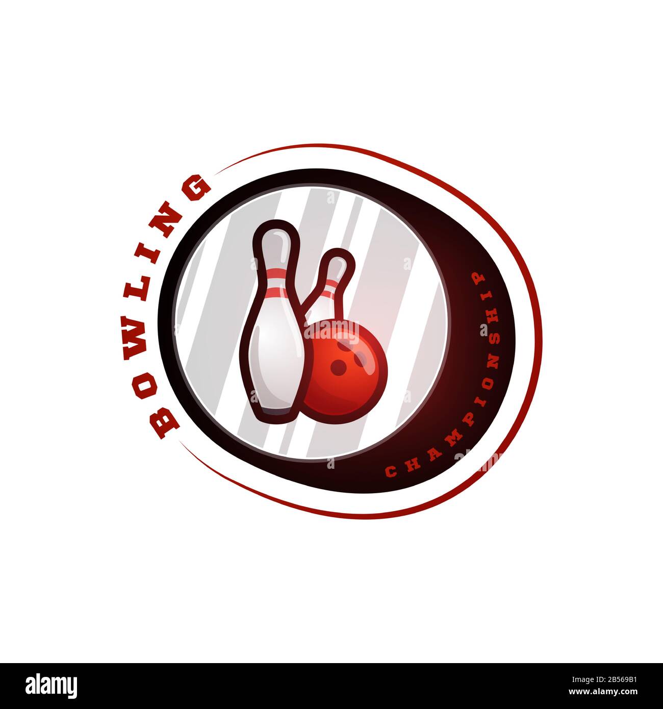 Bowling circular vector logo. Modern professional Typography sport ...