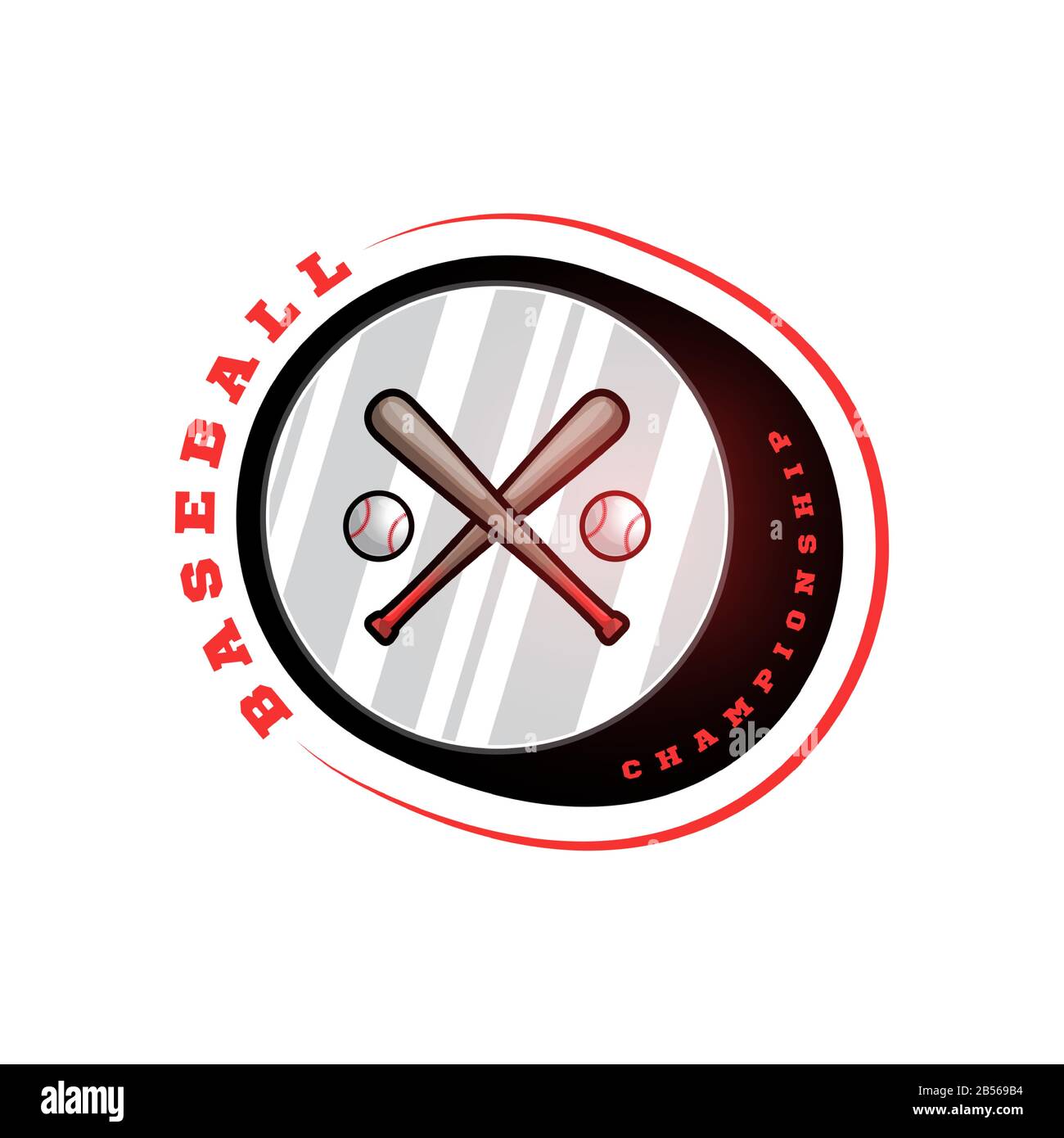 Baseball circular vector logo with cross bat. Modern professional ...