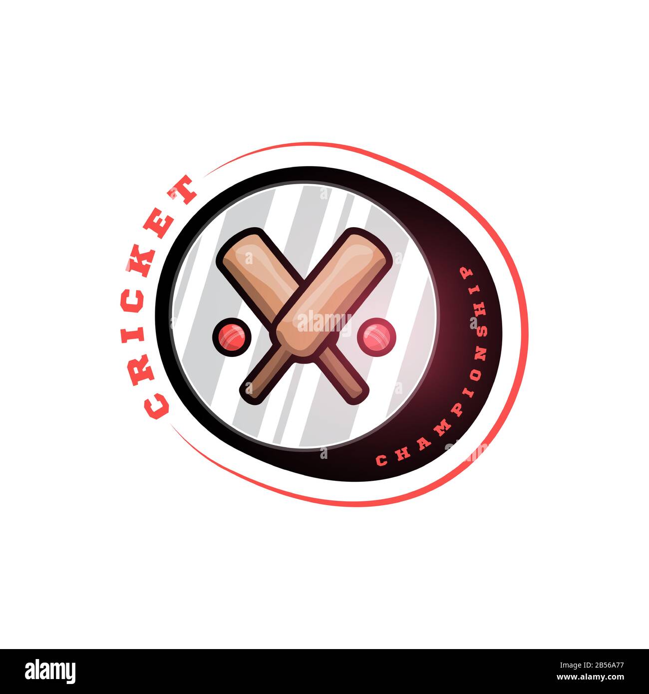 Cricket circle vector logo with cross bat. Modern professional ...