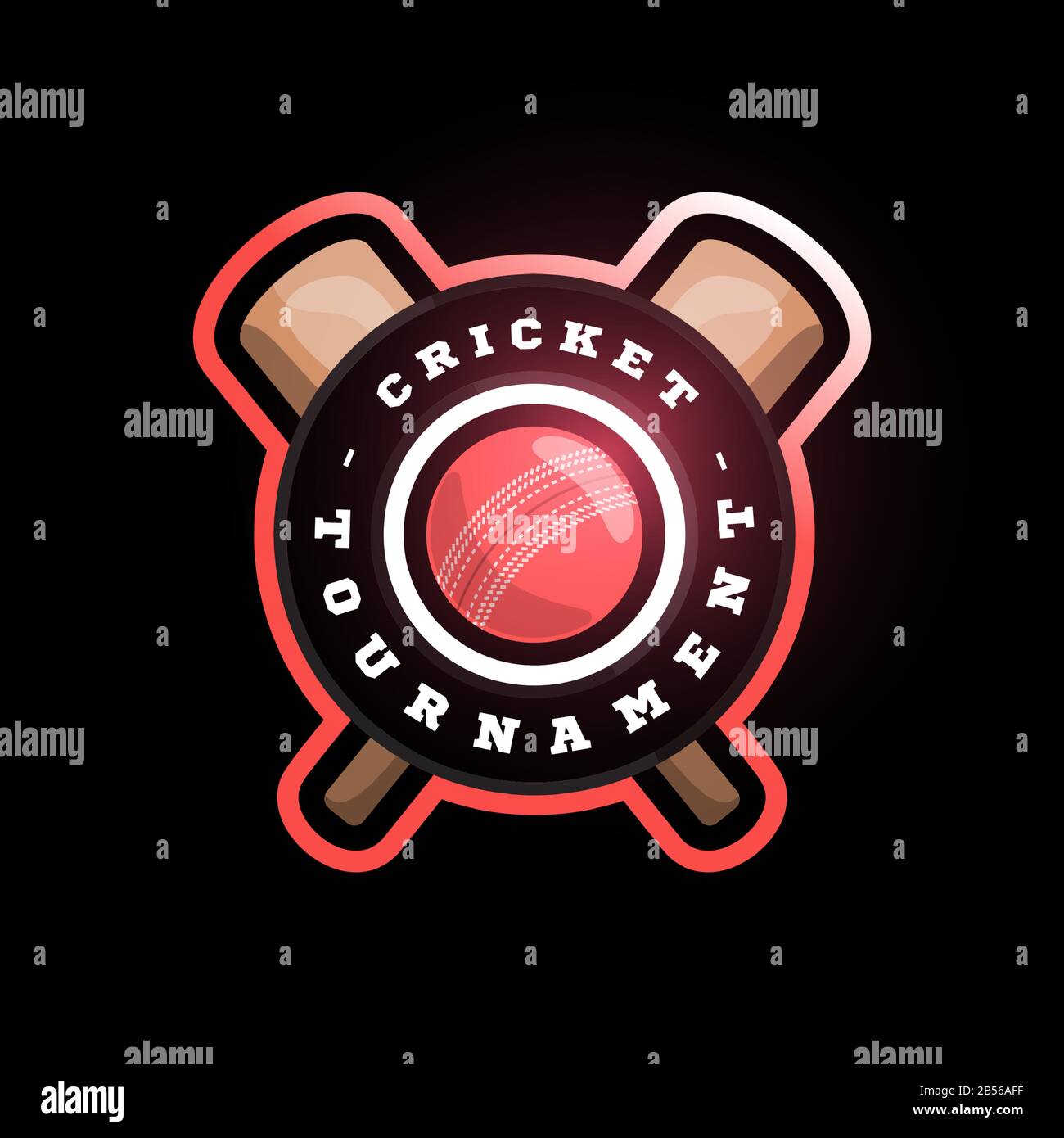 Cricket circle vector logo with cross bat. Modern professional ...