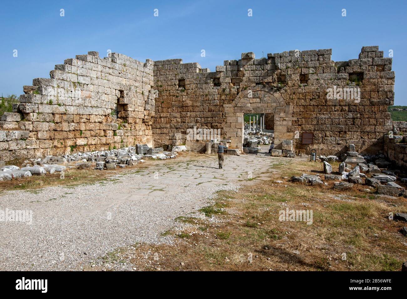 The ruins of the Roman Gate which allowed entry into the ancient city ...
