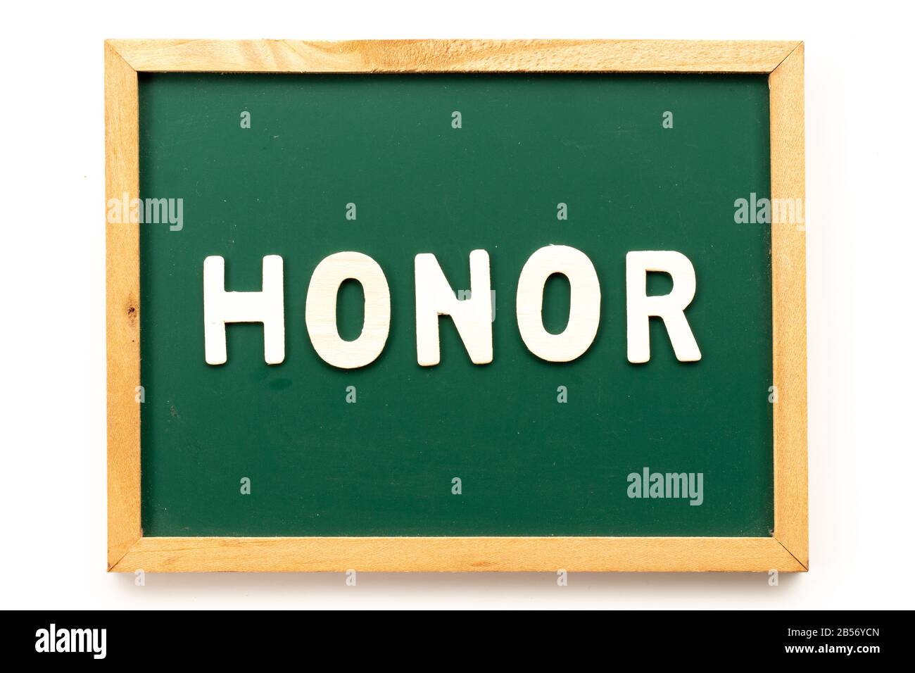 Letter in word honor on blackboard in white background Stock Photo - Alamy