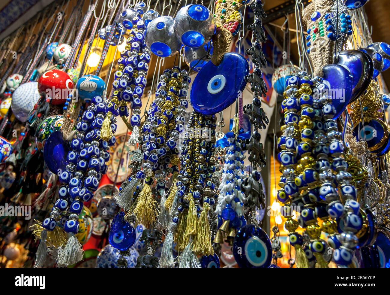 ISTANBUL, TURKEY - APRIL 02, 2010 : A variety of nazars for sale in the ...