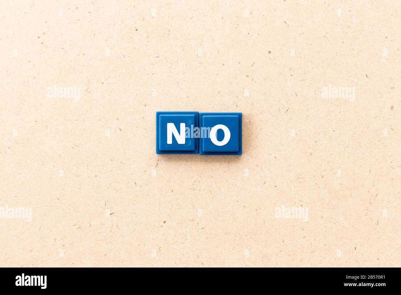 Tile letter in word no on wood background Stock Photo - Alamy
