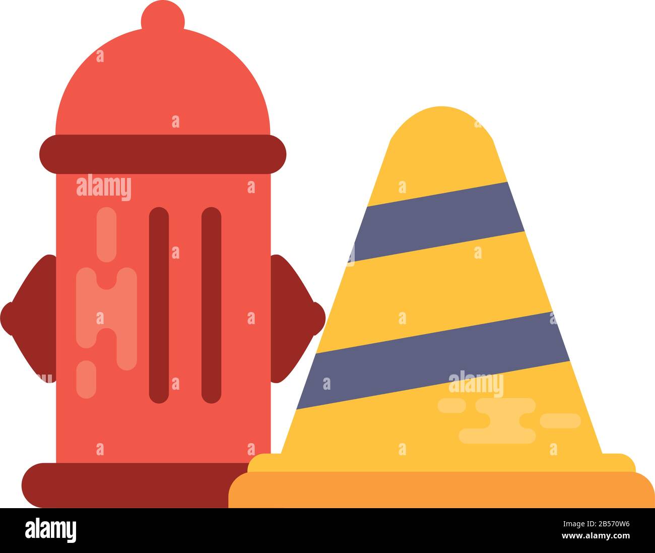 fire hydrant with safety cone on white background vector illustration ...