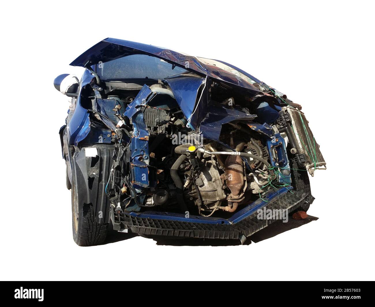 Severe automobile car crash accident on the street, damaged after ...