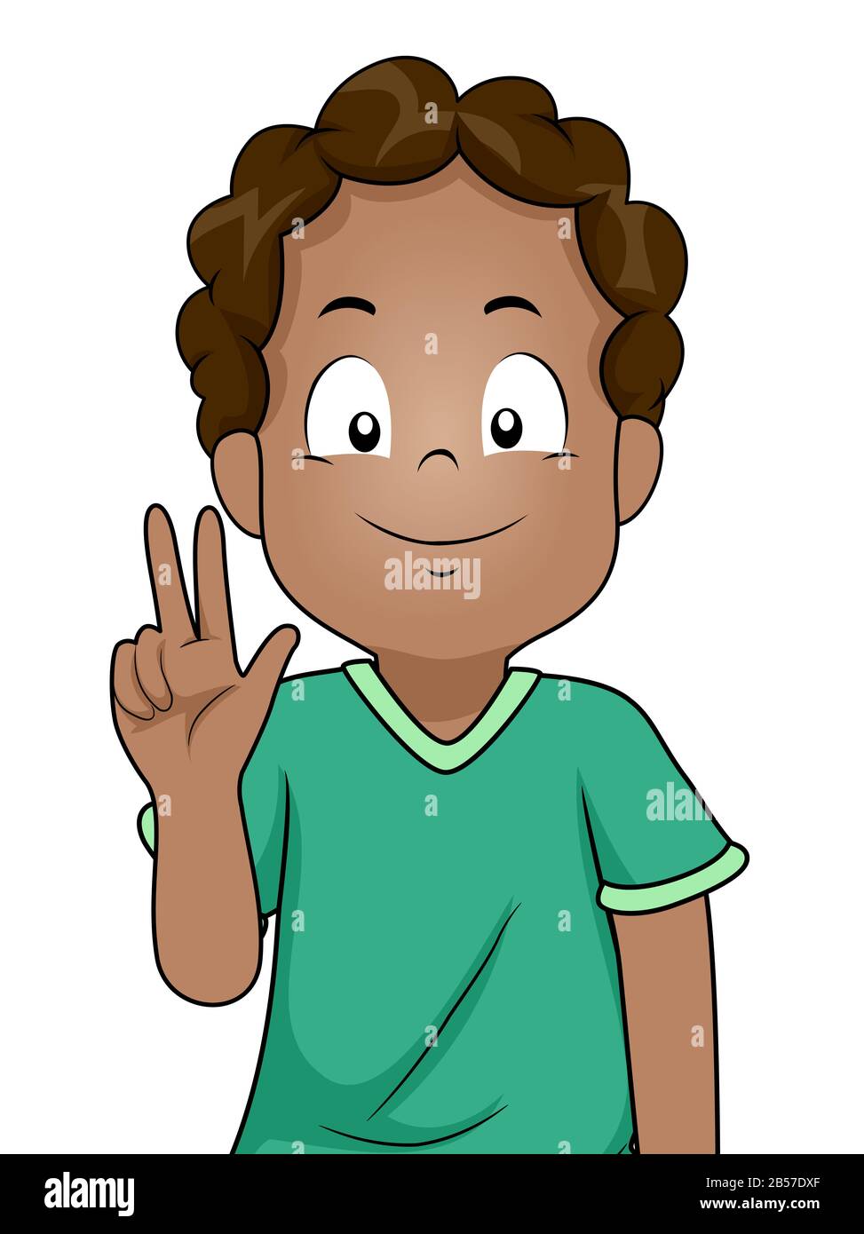 Illustration of an African American Kid Boy Showing Sign Language ...