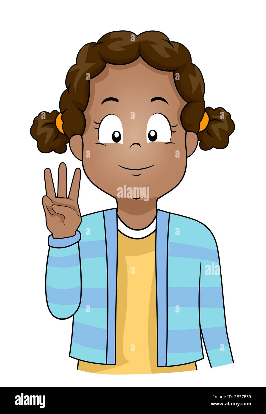 Illustration of an African American Kid Girl Showing Sign Language ...