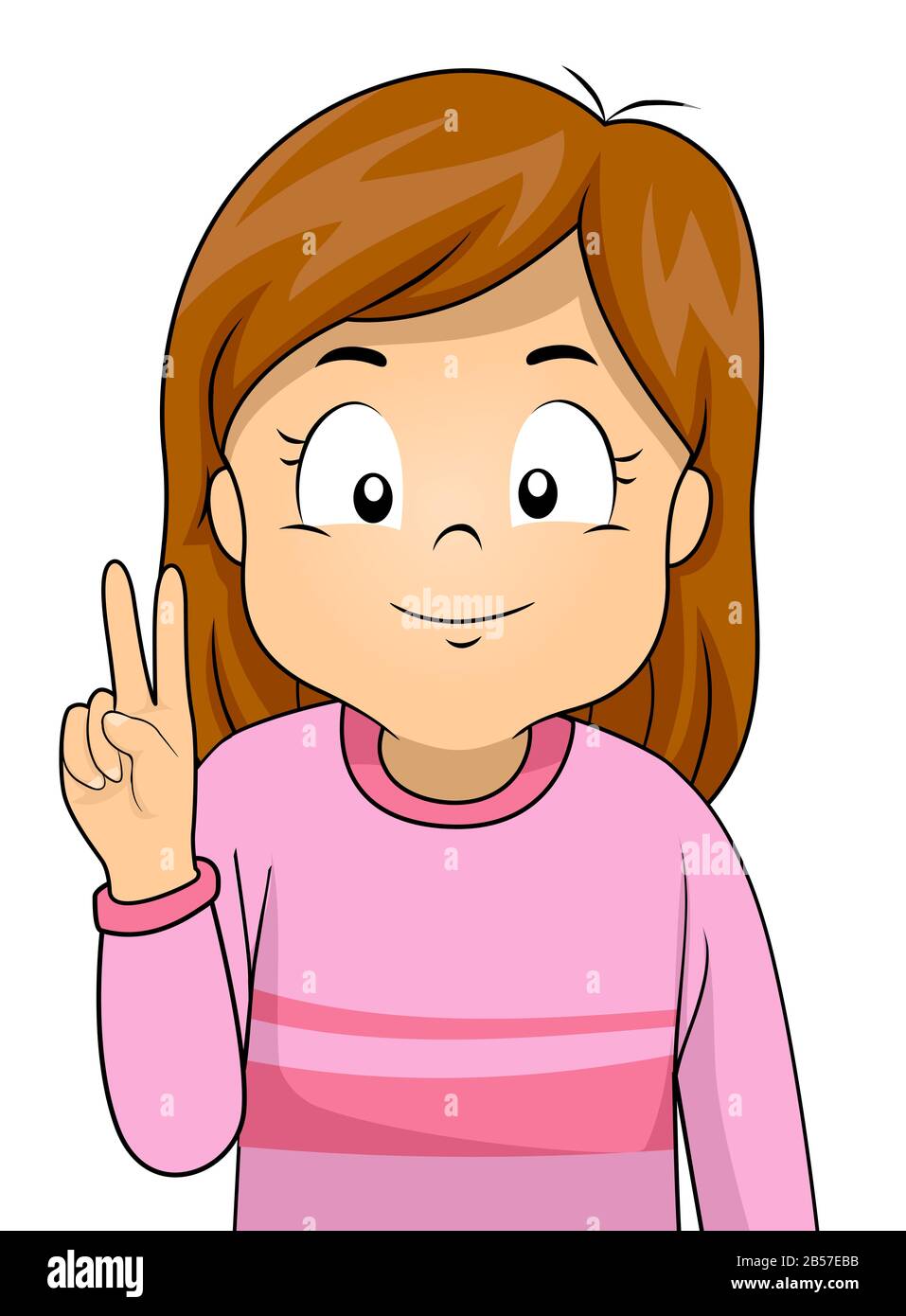 Illustration of a Kid Girl Showing Sign Language Number Two Stock Photo ...