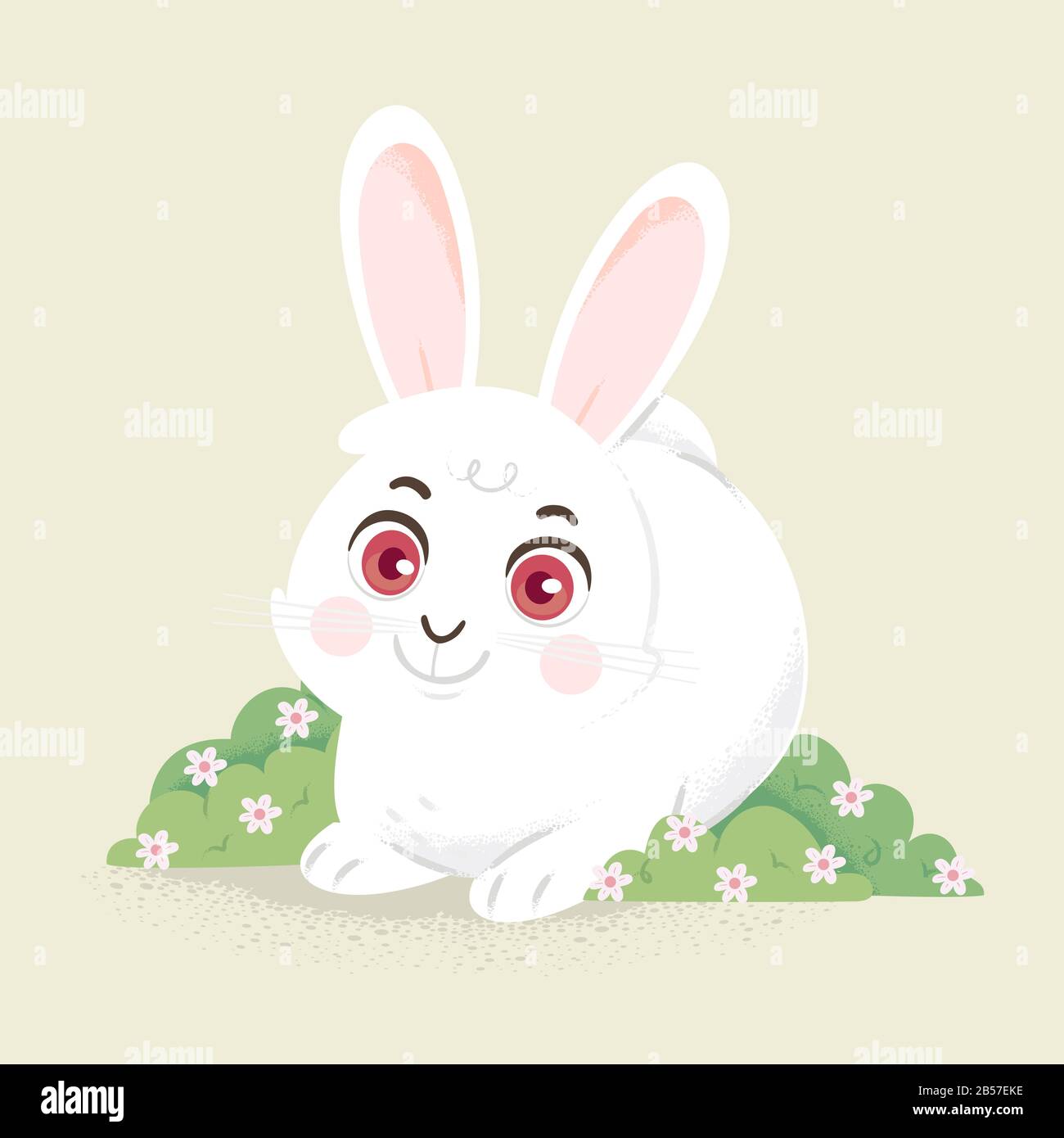 Illustration of a White Bunny or Rabbit Staring Straight Forward with ...