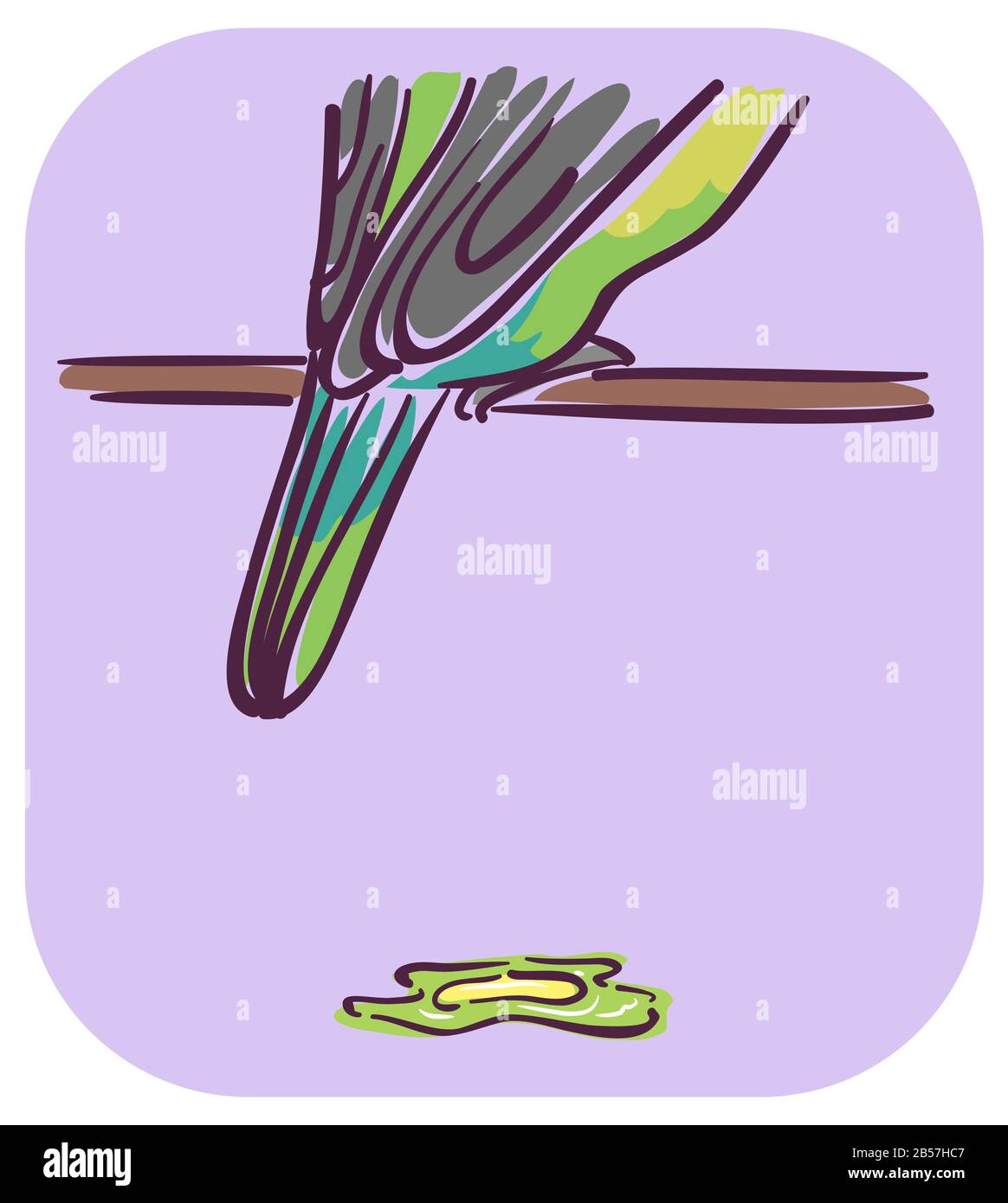 Illustration of a Pet Bird on a Perch with Unusual Droppings of Feces ...