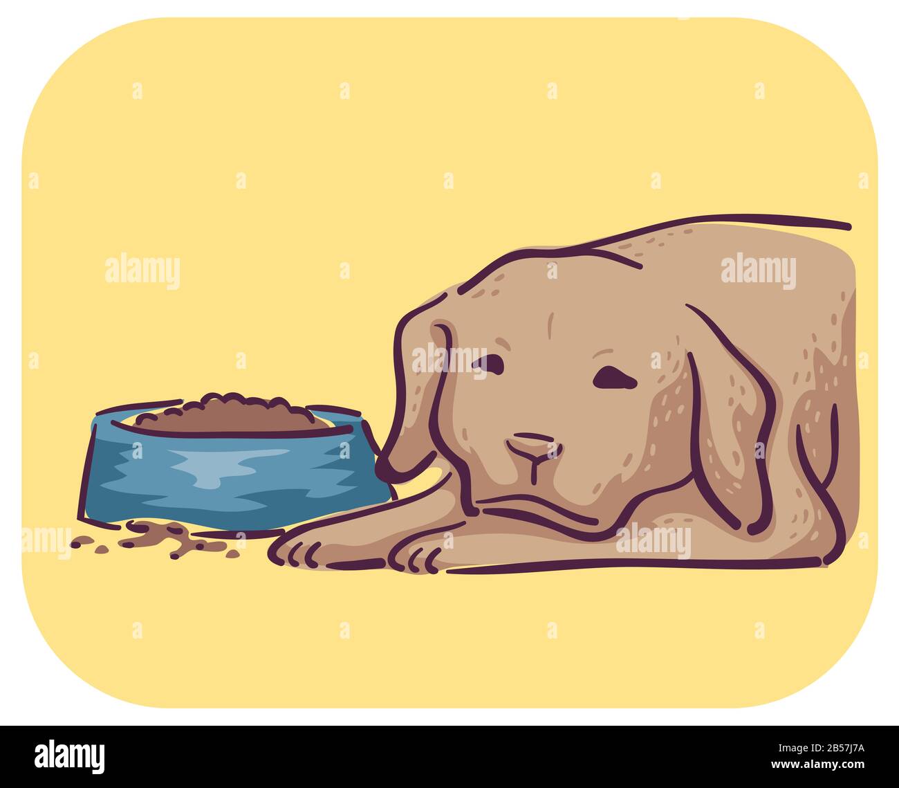 Illustration of a Dog Ignoring the Bowl of Pet Food, Symptom of ...