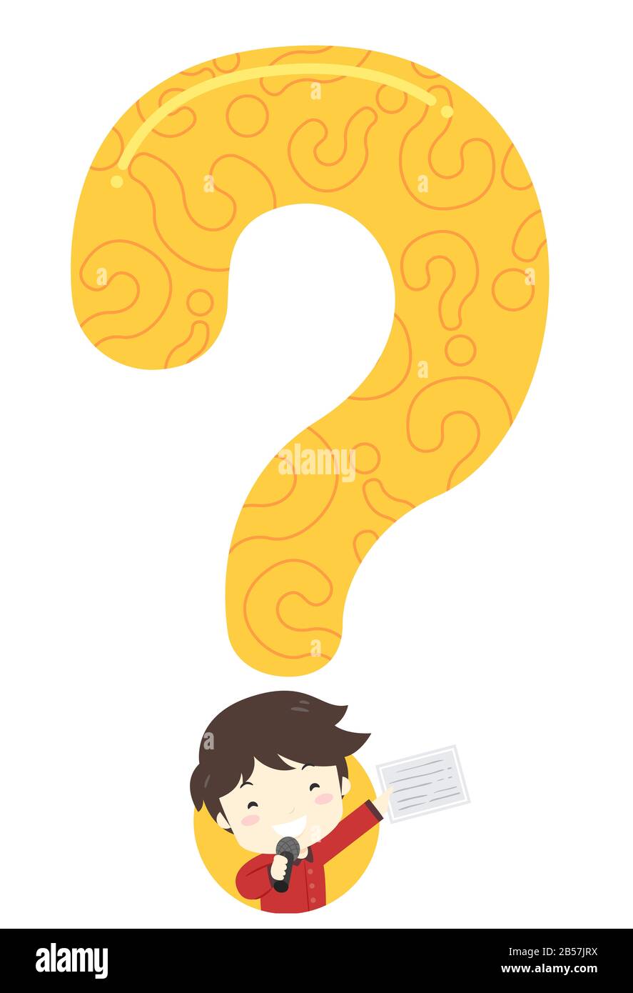 Illustration of a Kid Boy Hosting a Show Holding a Microphone and ...