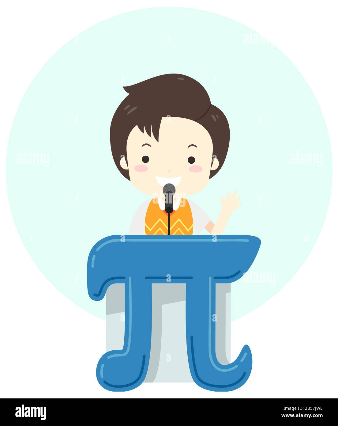 Illustration of a Kid Boy Giving a Speech on a Lectern Shaped as Pi ...