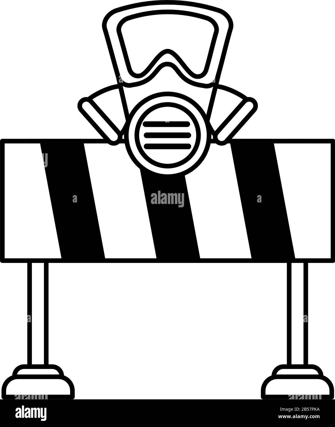 safety barrier with safety mask on white background vector illustration ...