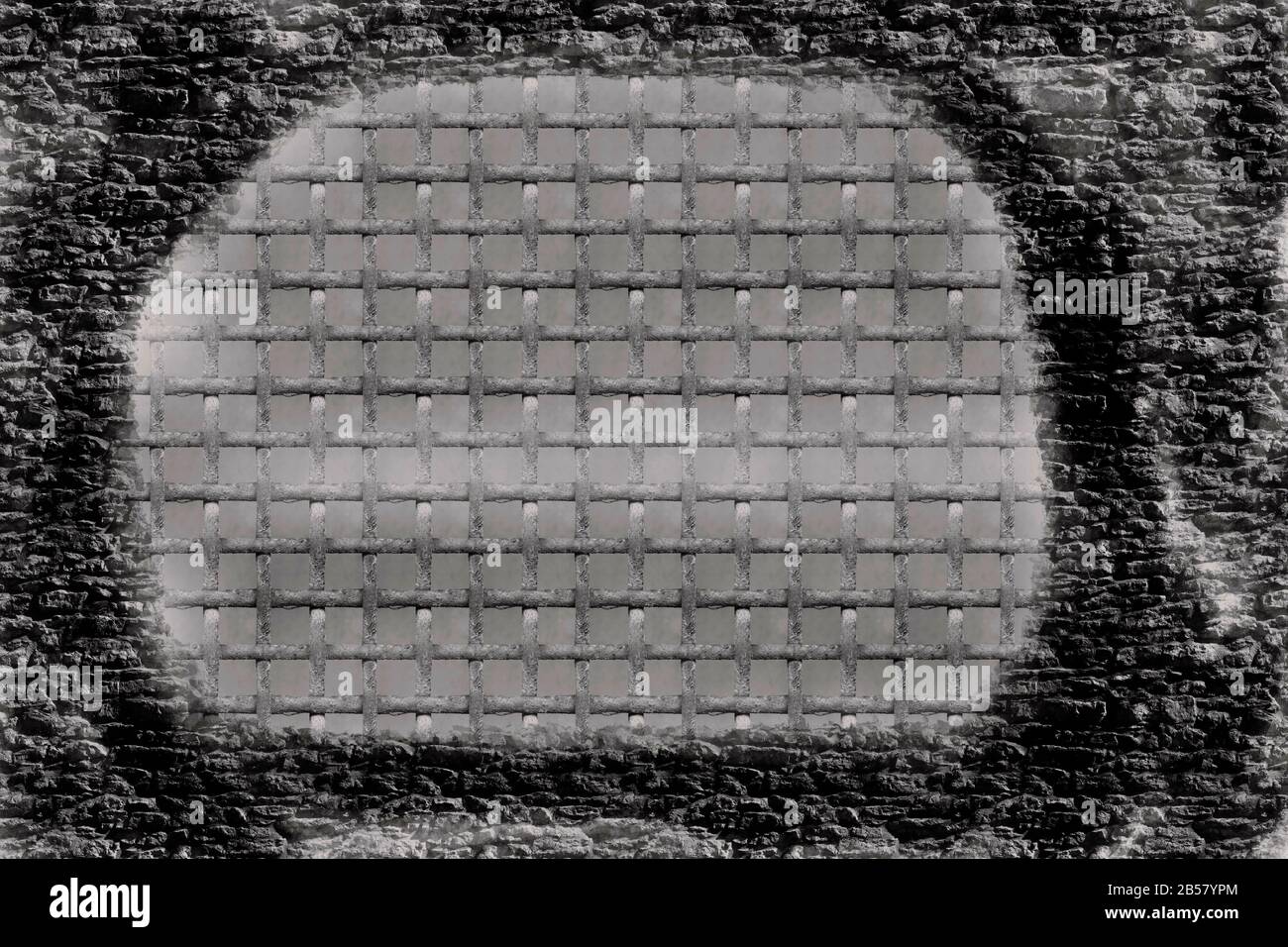 Drawing of wall with bars Stock Photo - Alamy