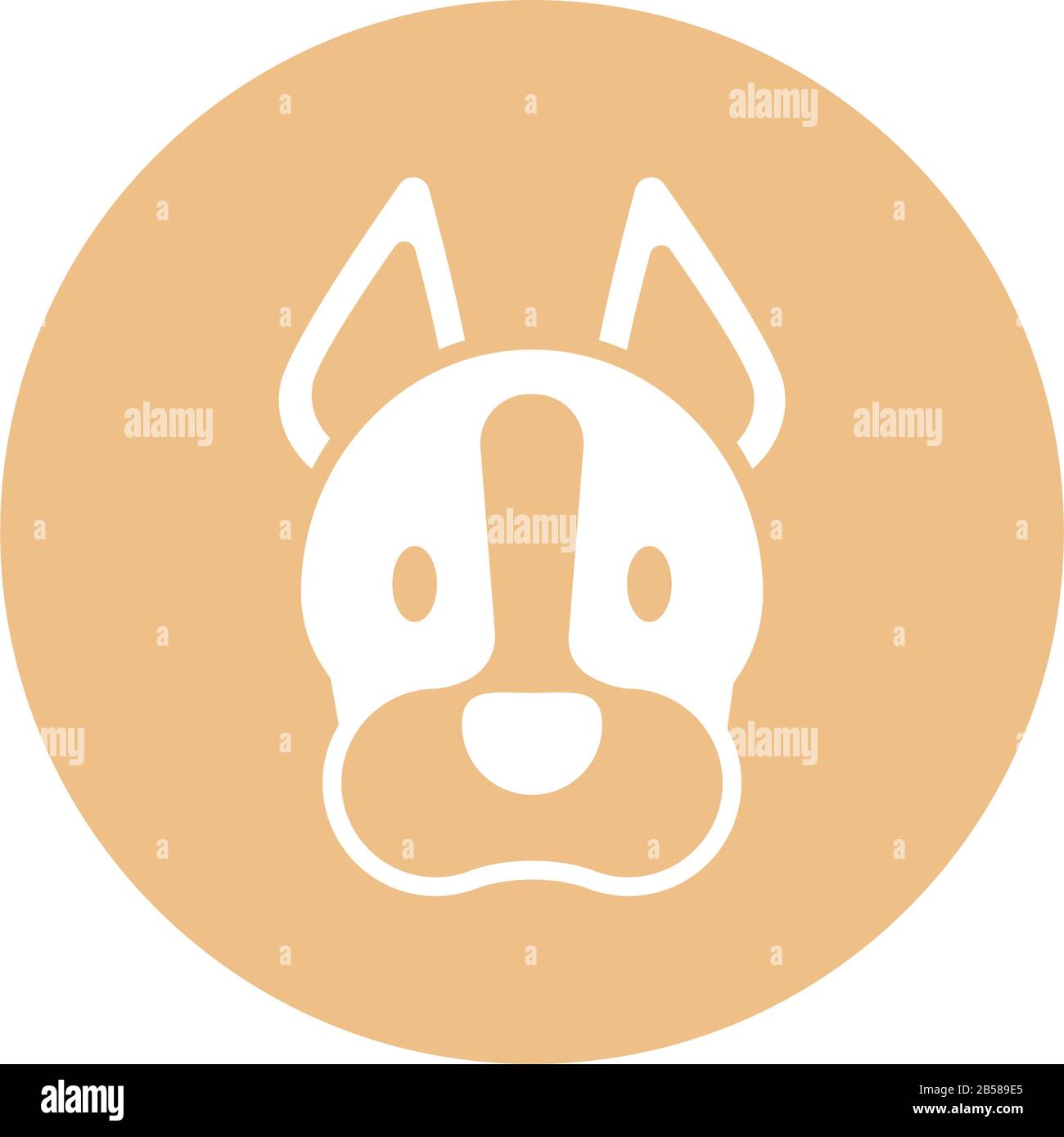 head of cute dog, block and flat style icon vector illustration design ...