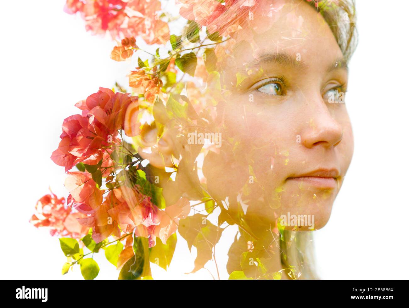 Surreal creative double exposure portrait Stock Photo - Alamy