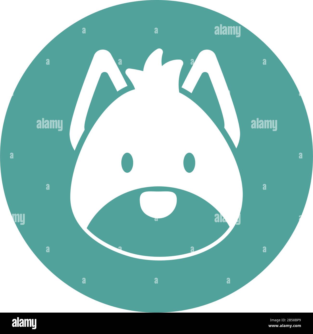 head of cute dog, block and flat style icon vector illustration design ...