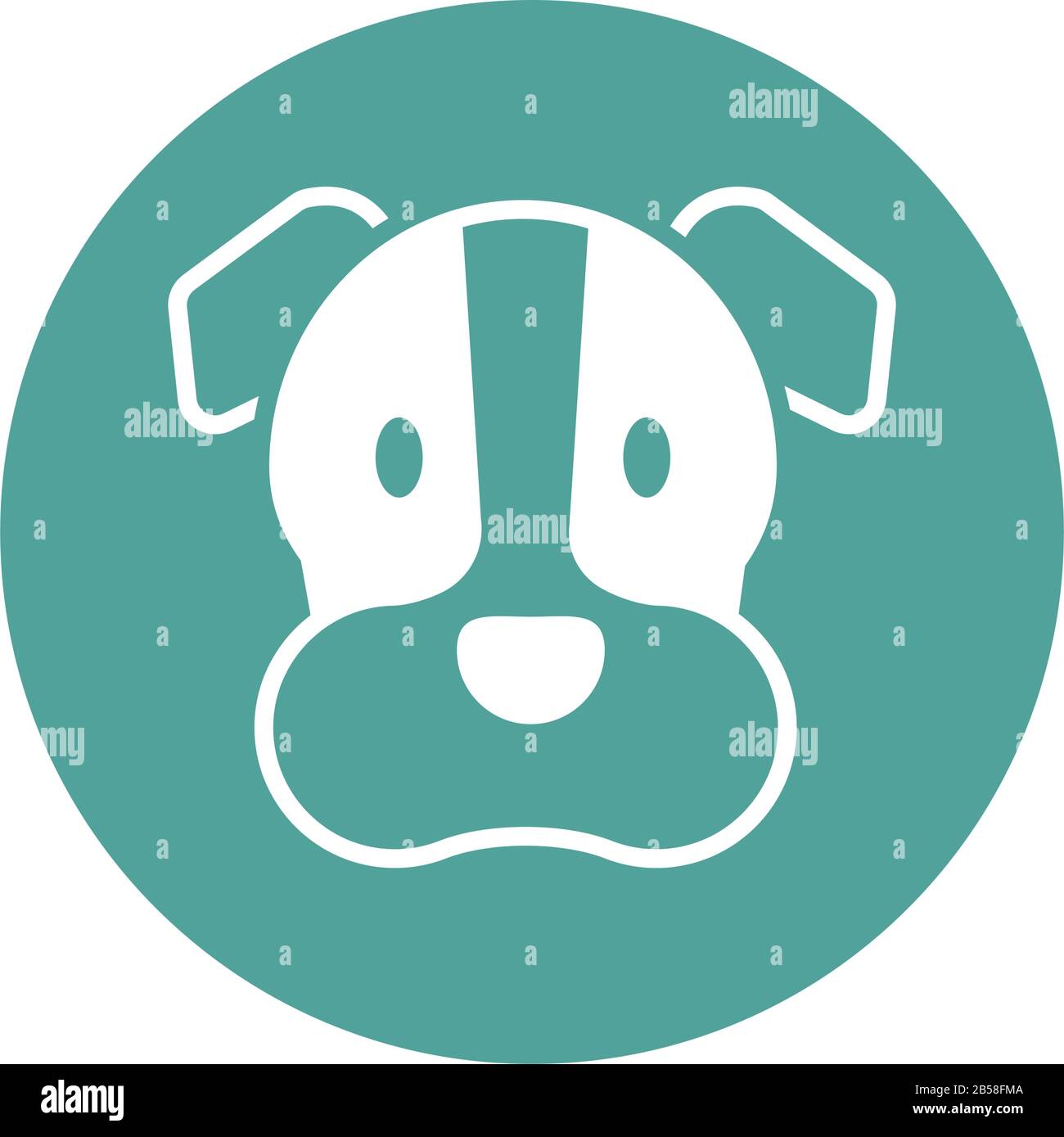 head of cute dog, block and flat style icon vector illustration design ...