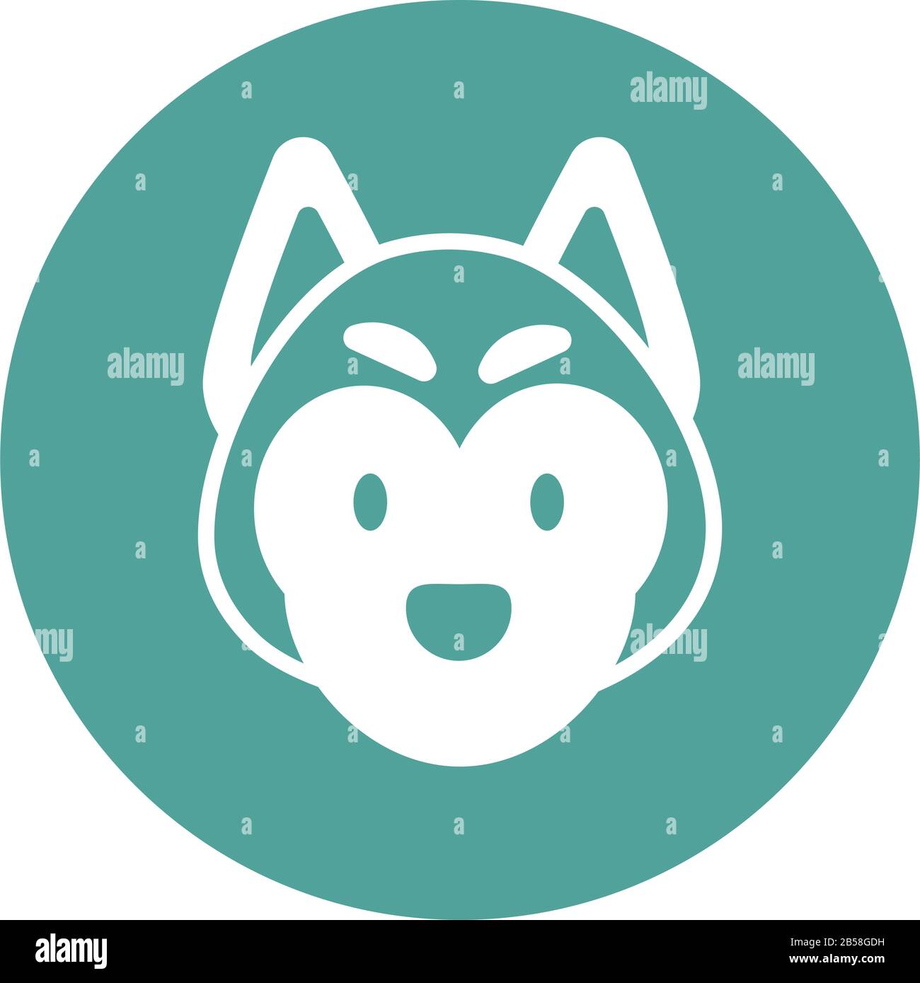 head of cute dog, block and flat style icon vector illustration design ...