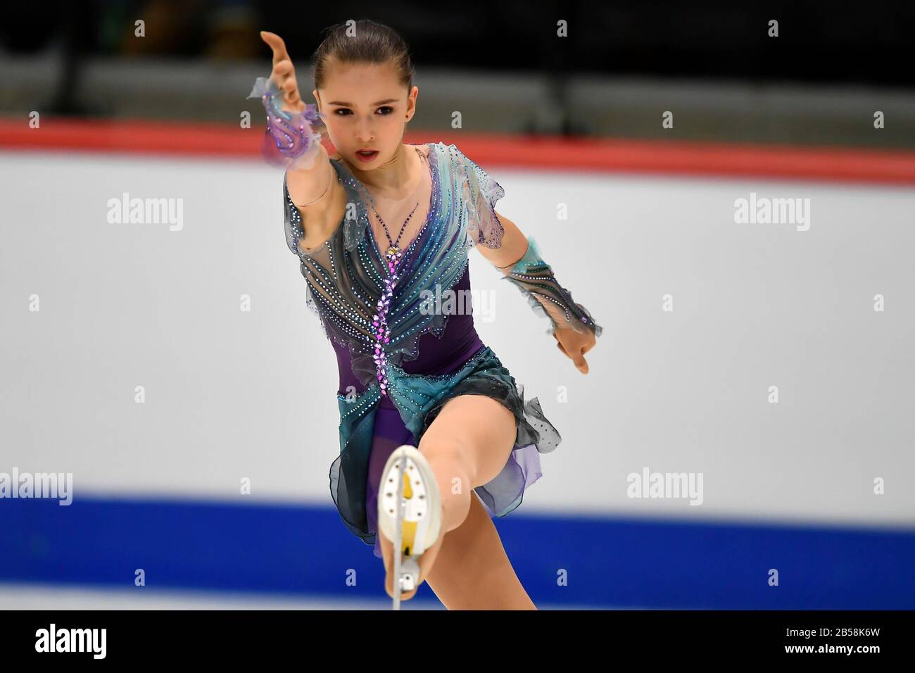Tallinn, Estonia. 7th Mar, 2020. Kamila Valieva of Russia performs during the ladies' free ...
