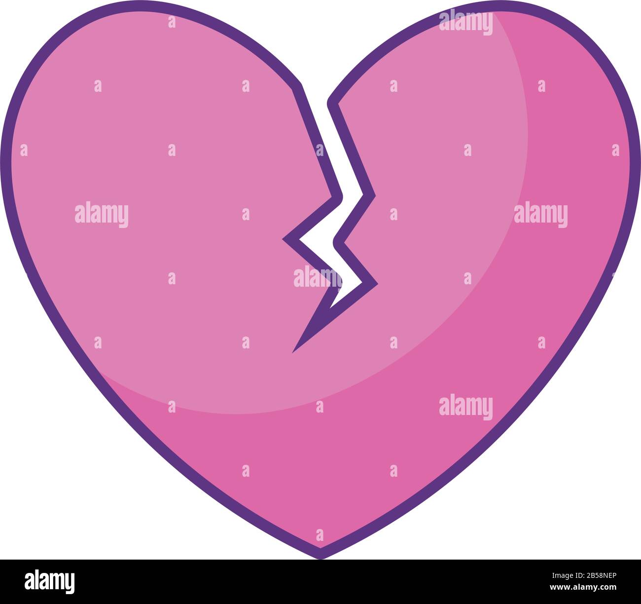 heart broken icon over white background, flat style, vector ...