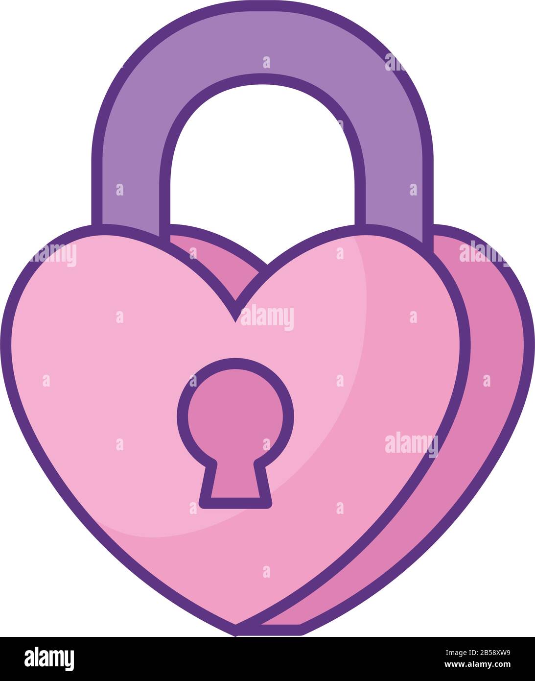heart padlock icon over white background, flat style, vector ...