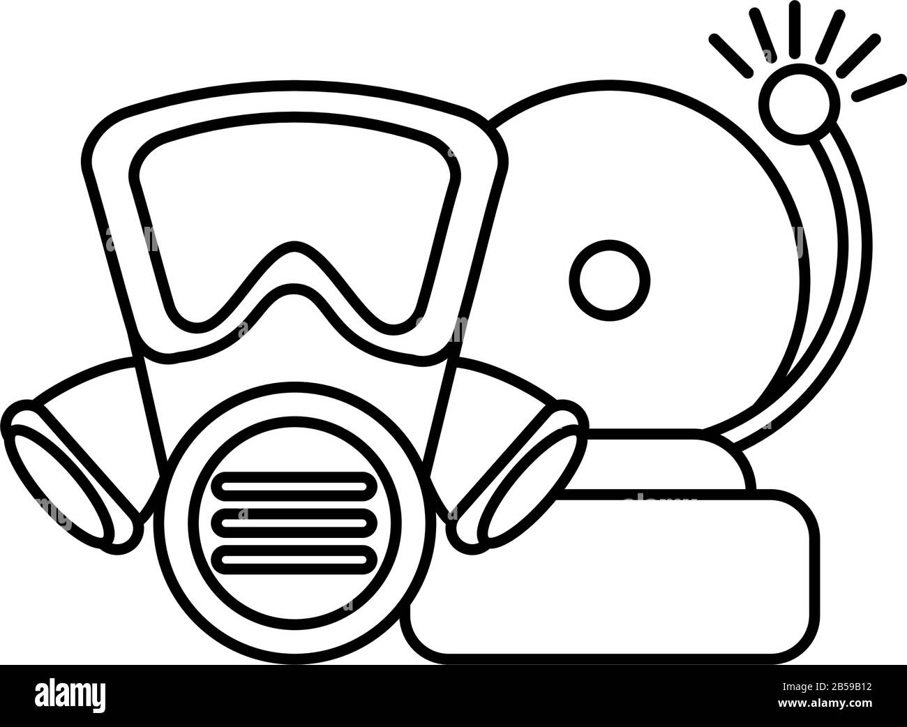 breathing mask with alarm on white background vector illustration ...
