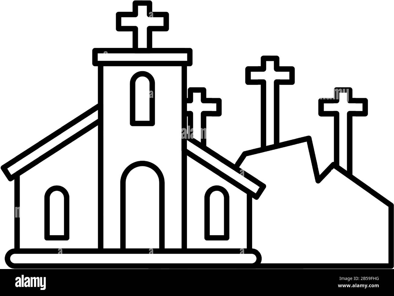 church with catholic cross in white background vector illustration ...