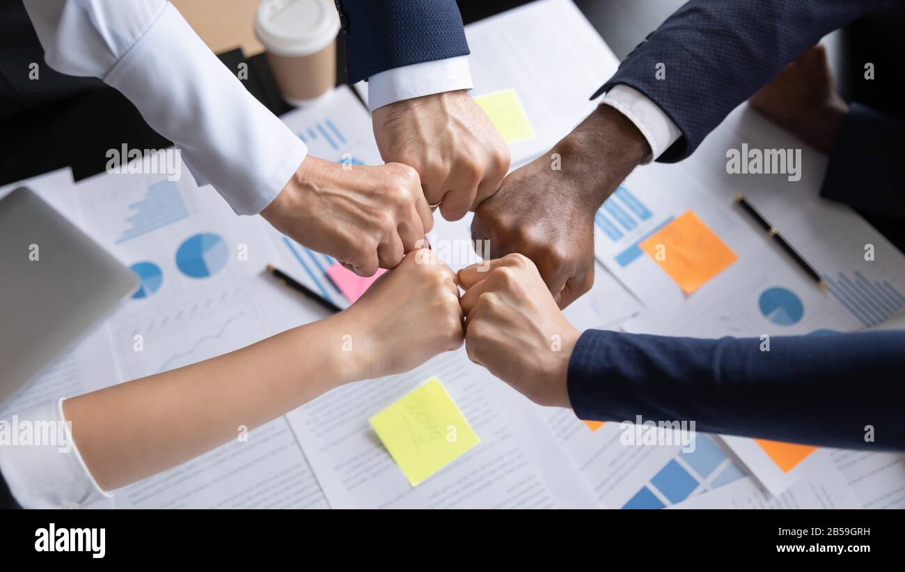 Group people hand show unity hi-res stock photography and images - Alamy
