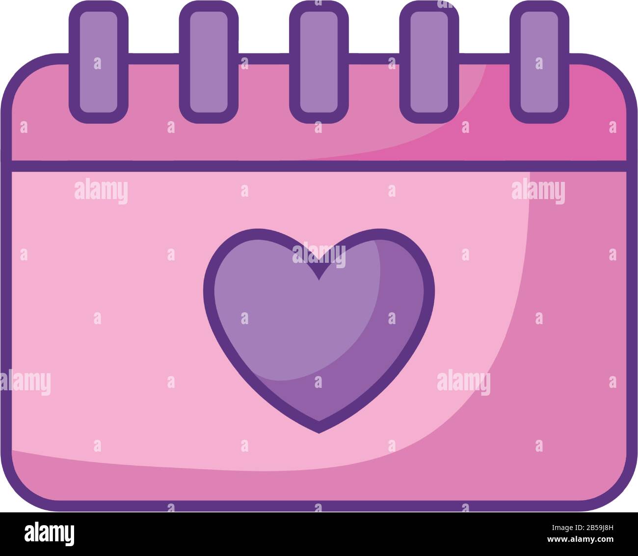 calendar with heart icon over white background, flat style, vector ...