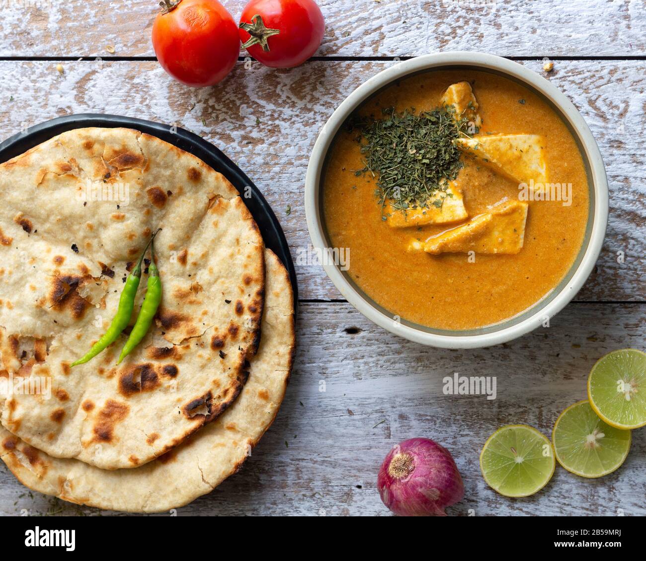 Shahi Paneer Roti Meal Stock Photo - Alamy