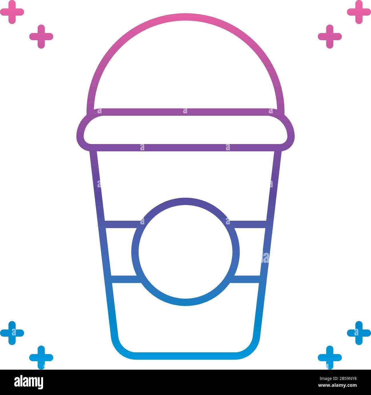smoothie cup icon over white background, gradient line style, vector ...