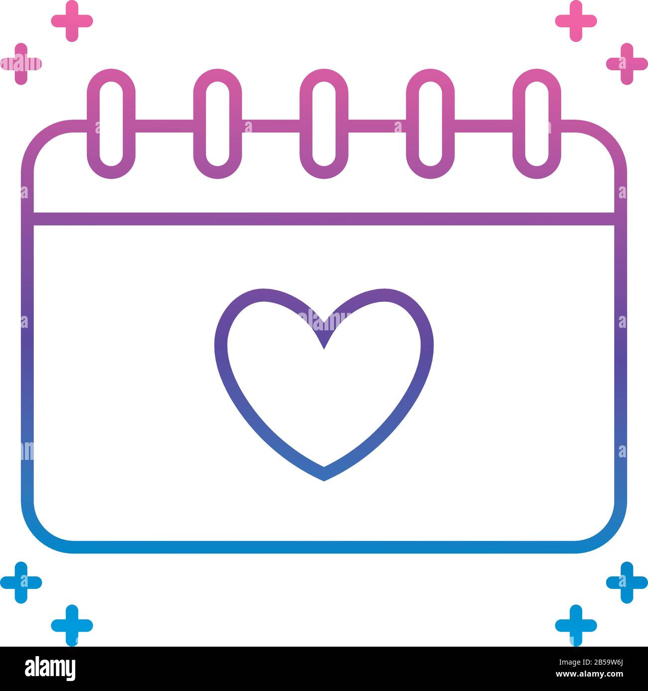 calendar with heart icon over white background, gradient line style ...