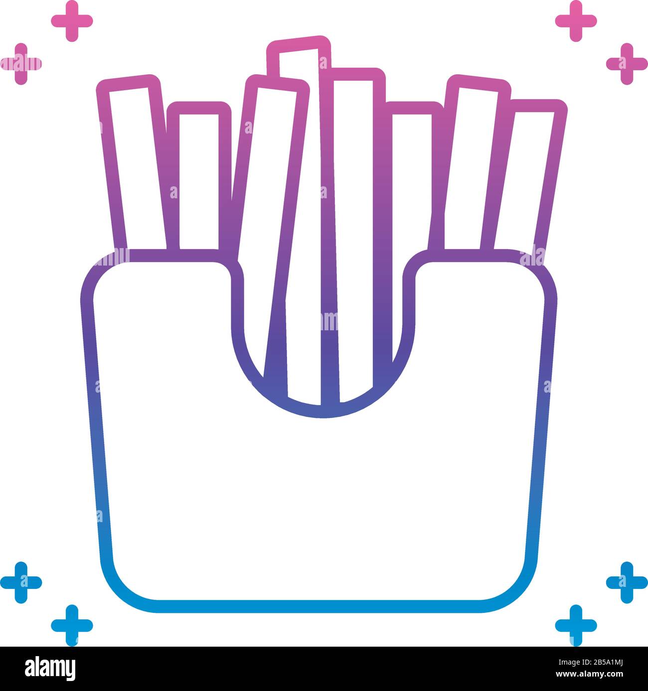 french fries box icon over white background, gradient line style ...