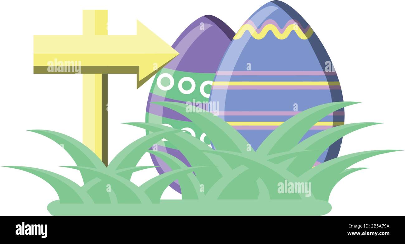 easter eggs with arrow in white background vector illustration design ...