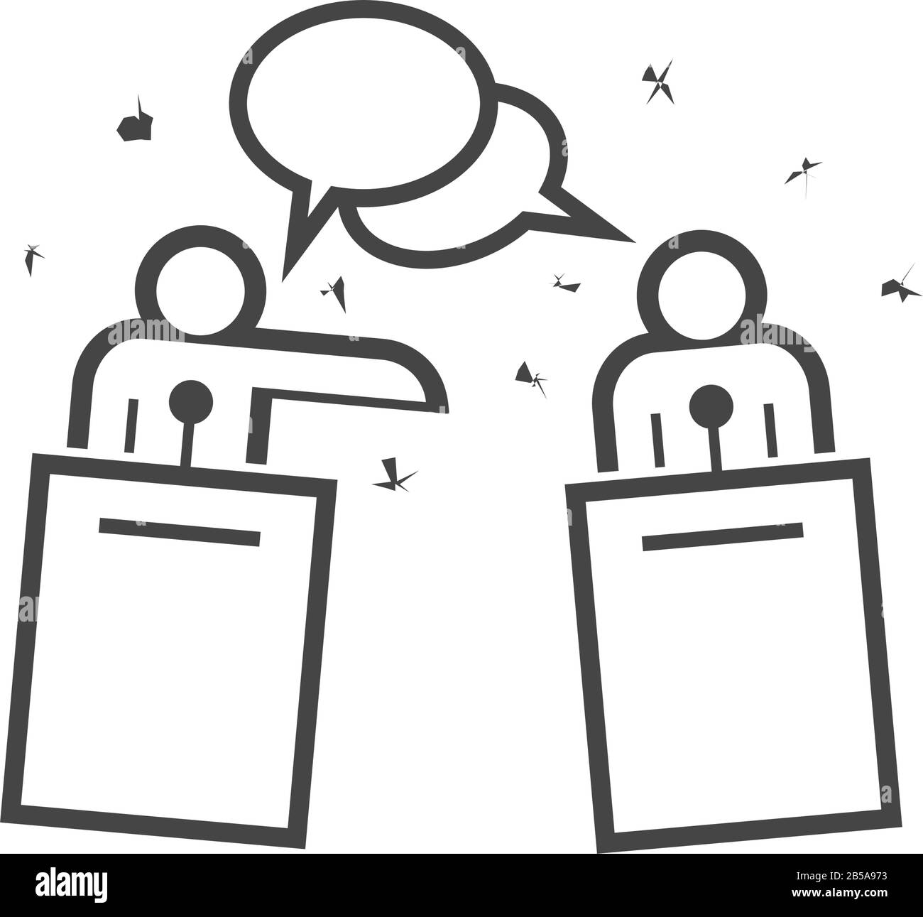 Political debate vector line simple icon. Black and white illustration ...