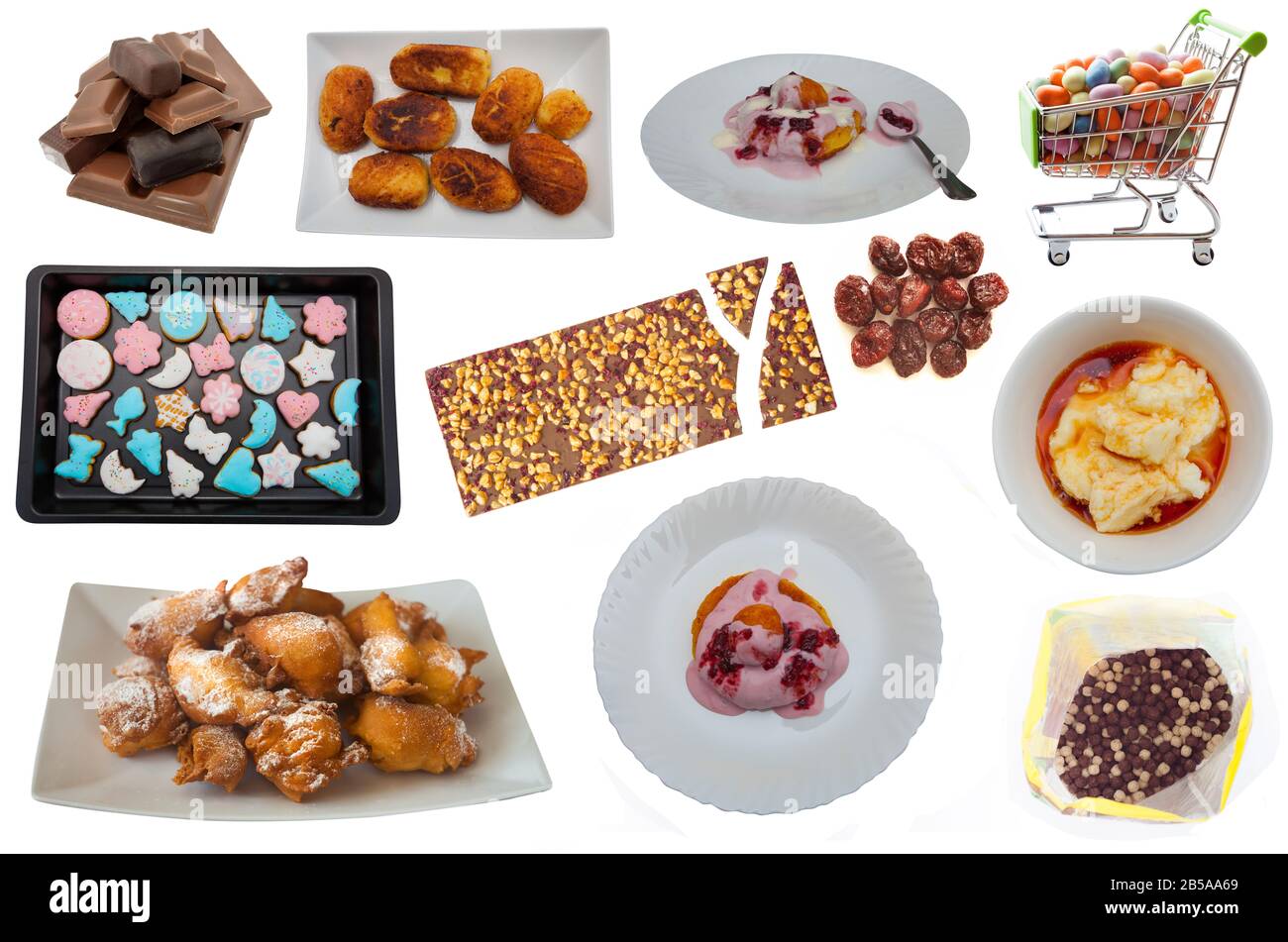 sweet food collection isolated on white. home made Stock Photo - Alamy