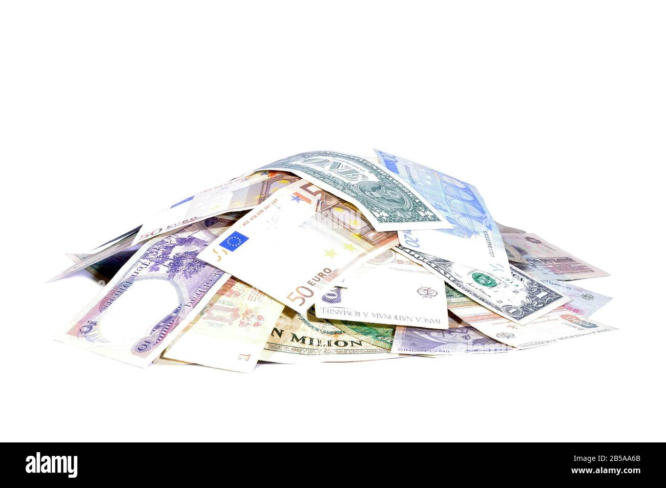pile of banknote money isolated on white Stock Photo - Alamy