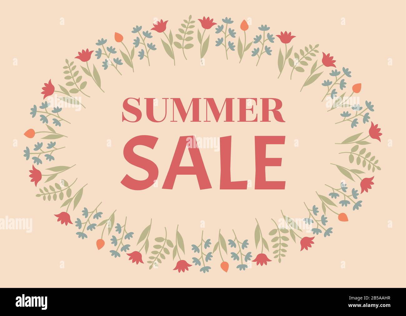Summer sale design. Beautiful colorful illustration with floral ...