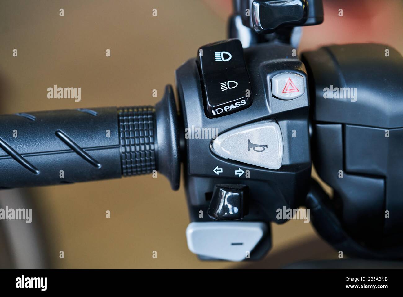 left hand motorcycle with symbol of ride at outdoor set Stock Photo - Alamy