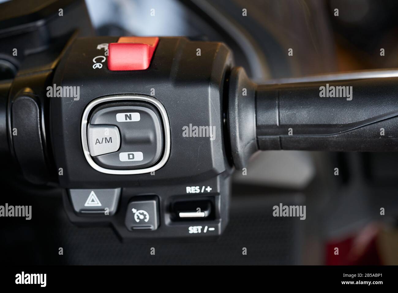left hand motorcycle with symbol of ride at outdoor set Stock Photo - Alamy
