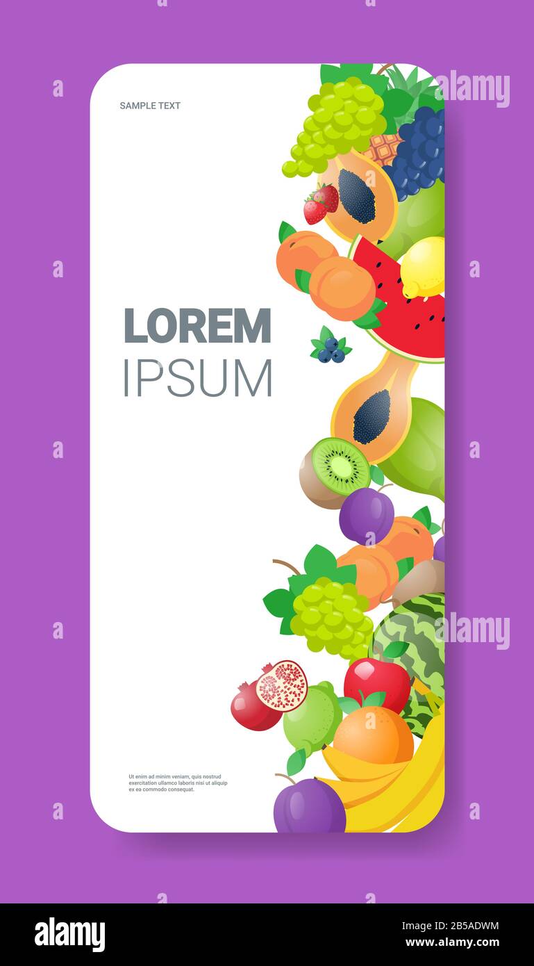 various fresh juicy fruits composition healthy natural food concept ...