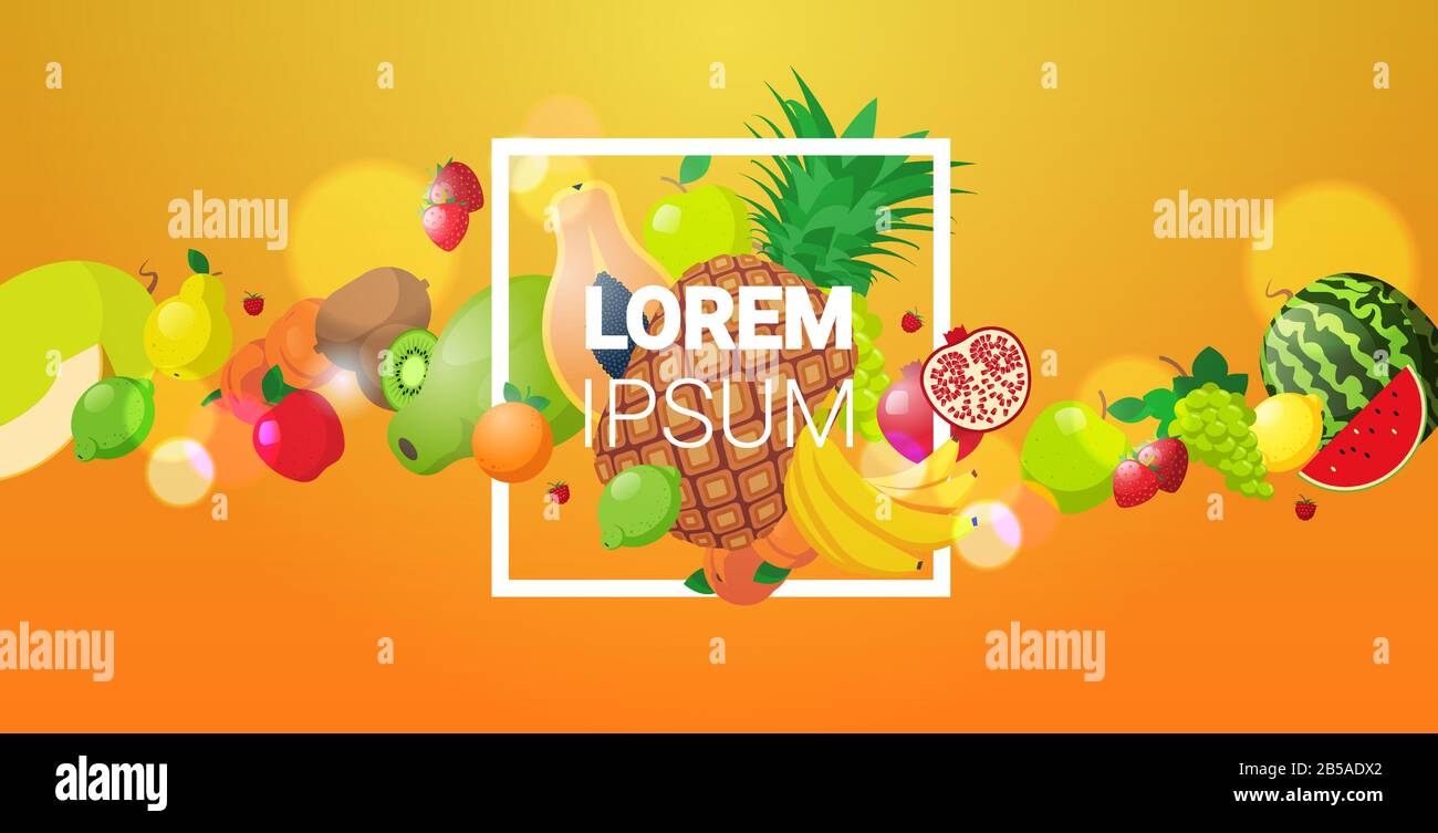 various fresh juicy fruits composition healthy natural food concept ...